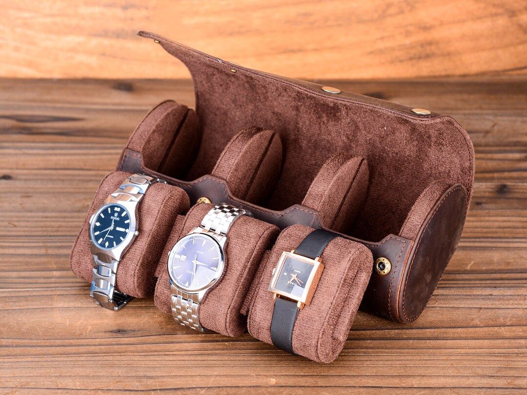 Personalized Leather Watch Case Brown Watch Box Travel Watch - Etsy