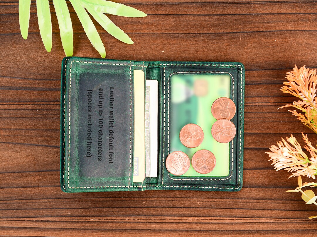 Personalized Leather RFID Wallet, Engraved Genuine Leather Custom ...