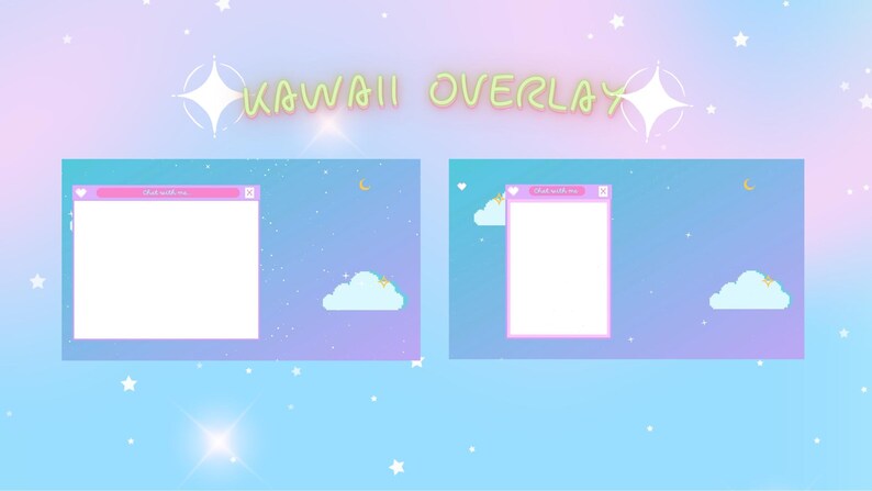 Kawaii Stream Overlay Pack Pastel Gamer Scenes, Cute Just Chatting ...