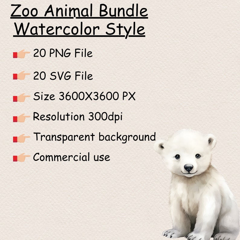 20 Watercolor Zoo Animal Element Clipart Cartoon Isolated Bundle With ...
