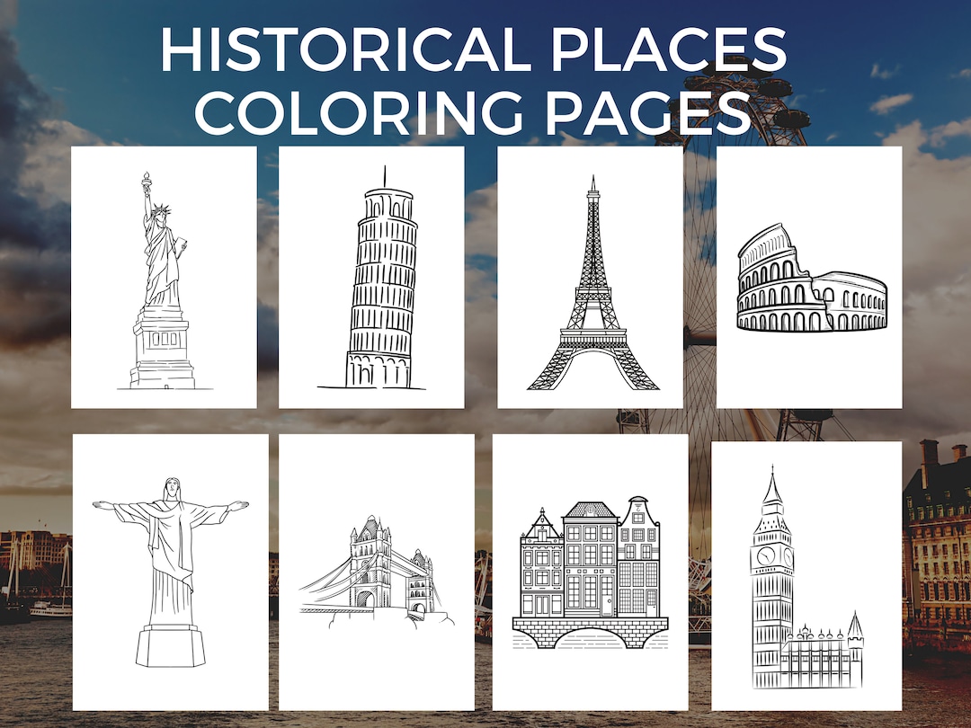8 Landmarks Coloring Pages | Travel Coloring Pages | Preschool Coloring ...
