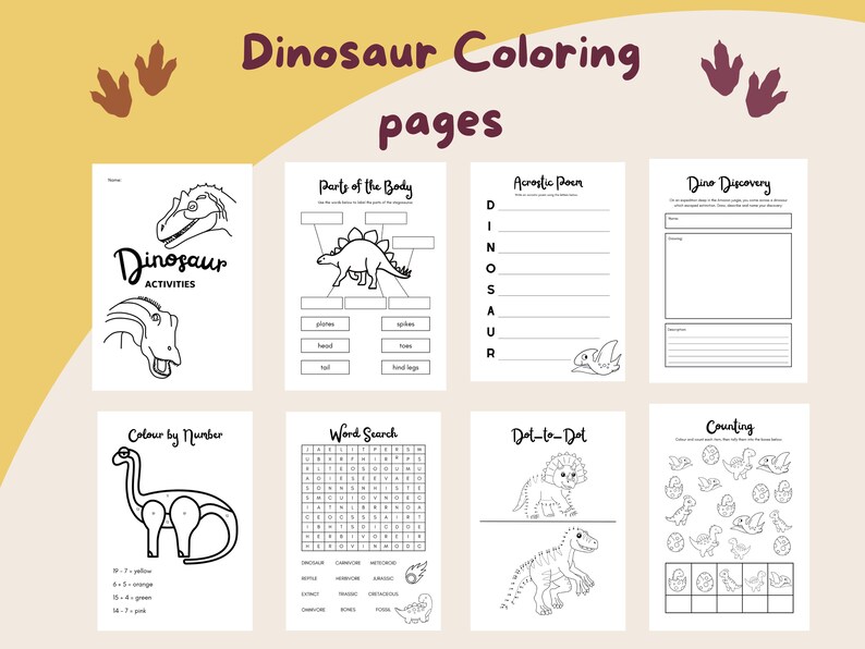 Dinosaur Coloring Pages | Dinosaur Activity Book | Dinosaur Printable ...