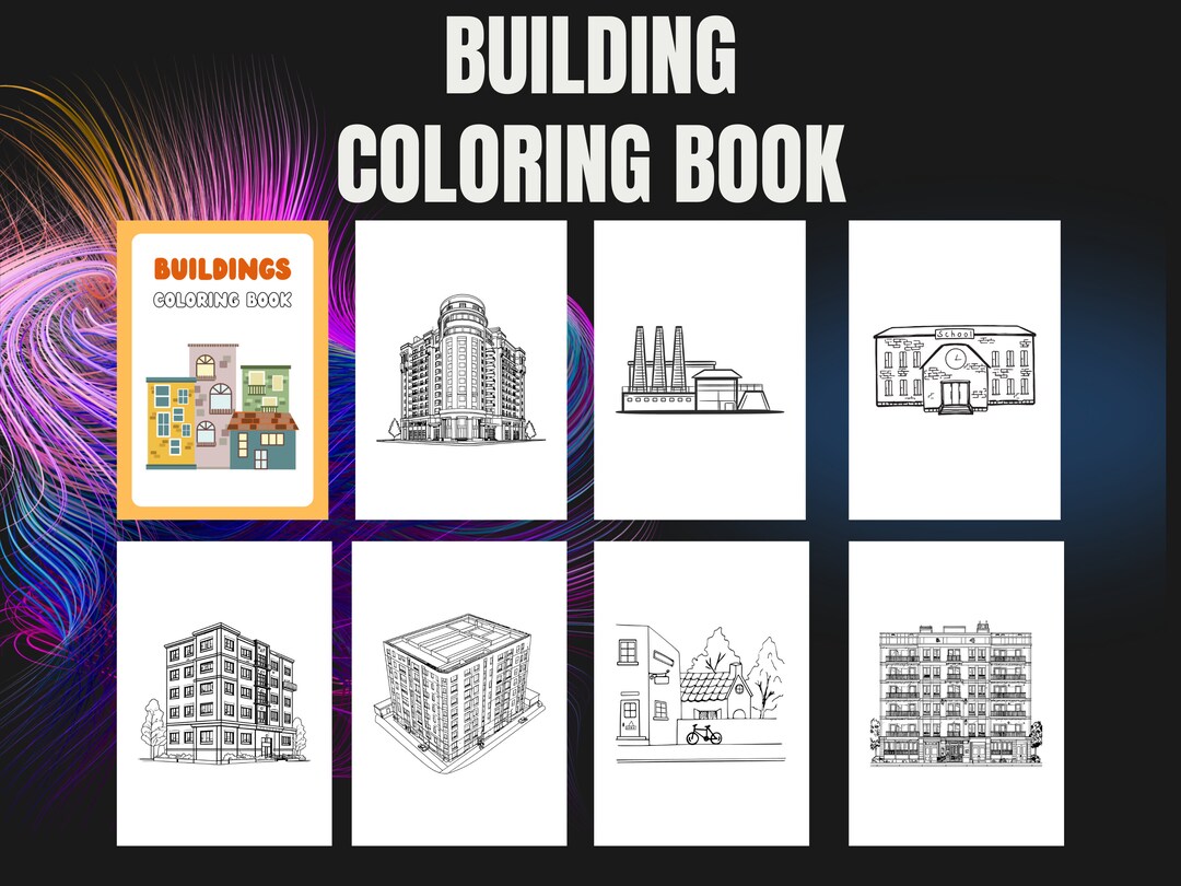 19 Building Coloring Book | Printable Coloring Book | Adult Coloring ...