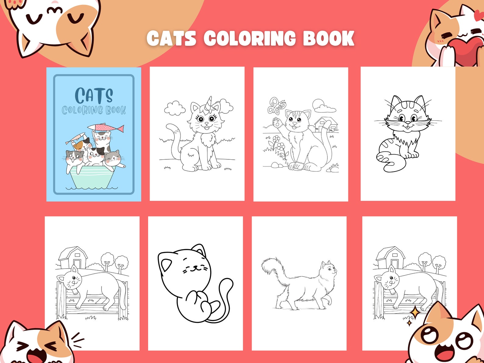 Cat Coloring Page | Cat Coloring Page for Adults | Pdf Cat Coloring ...