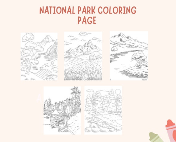 National Park Coloring Page National Park Printable - Etsy