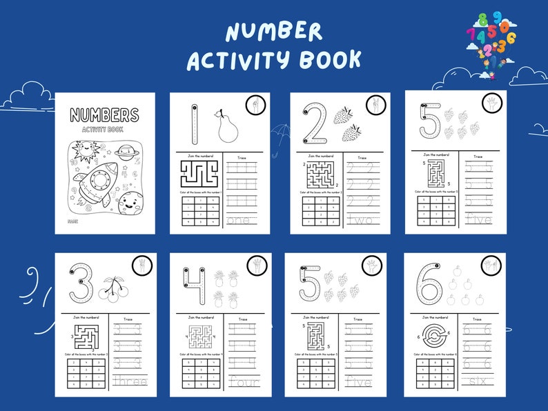 Number Coloring Page | Number Activity Book | Number Worksheet | Kids ...