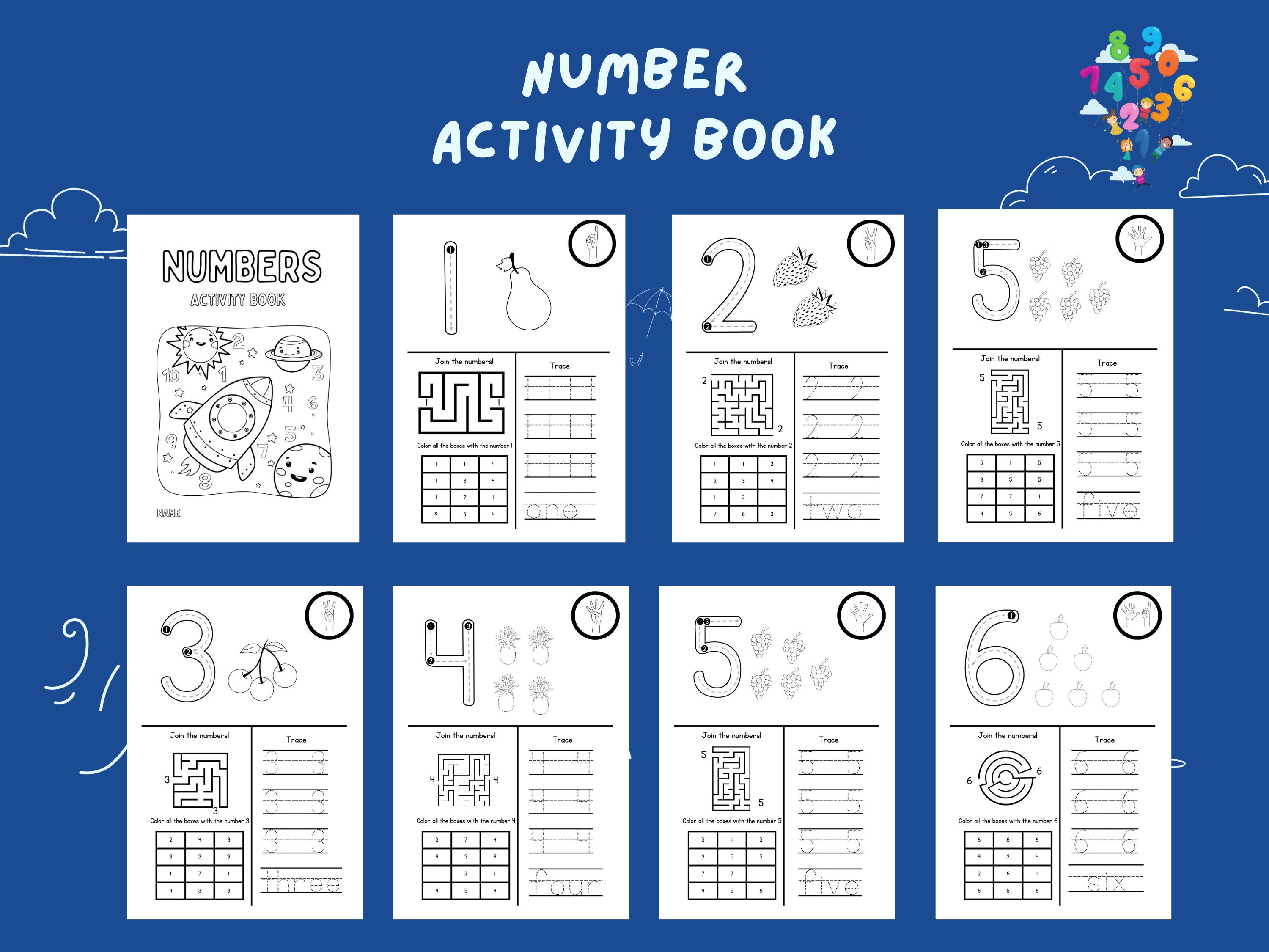 Number Coloring Page | Number Activity Book | Number Worksheet | Kids ...