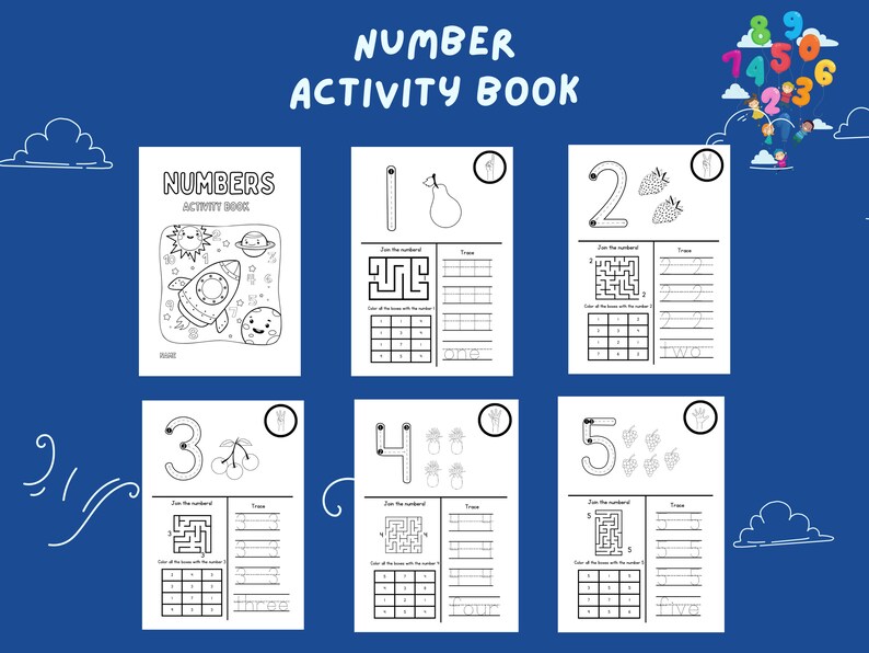 Number Coloring Page | Number Activity Book | Number Worksheet | Kids ...