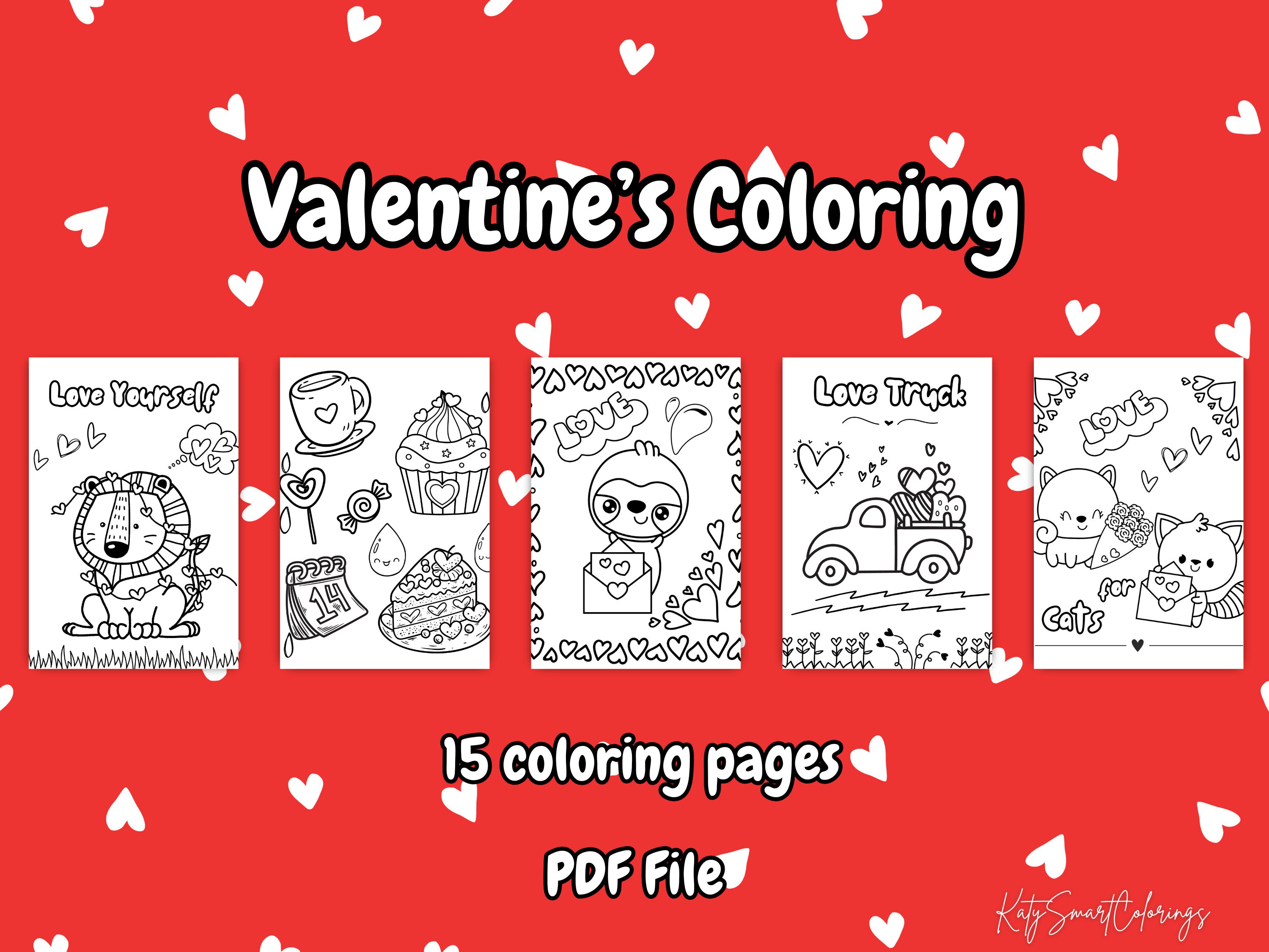 Easy Valentine's Coloring Pages, Valentines Day Coloring Pages, Kids ...