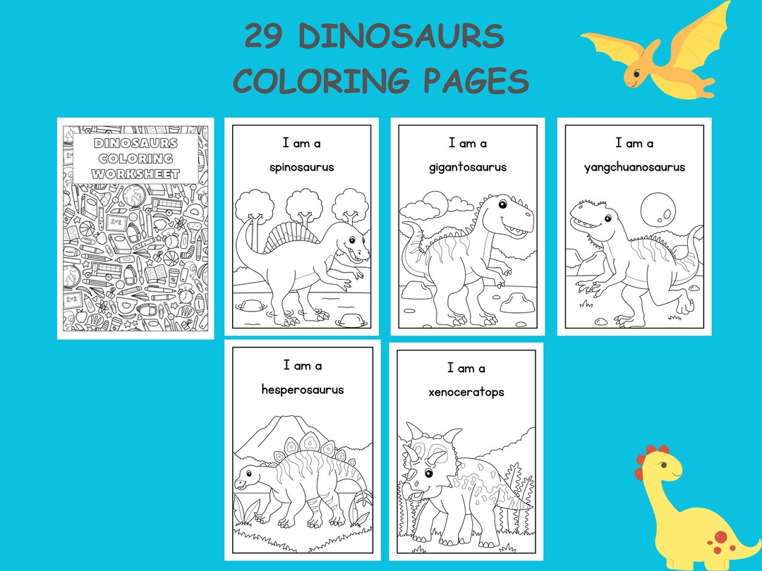 Dinosaurs Coloring Pages: 29 Printable Kids Activities (PDF) - Etsy