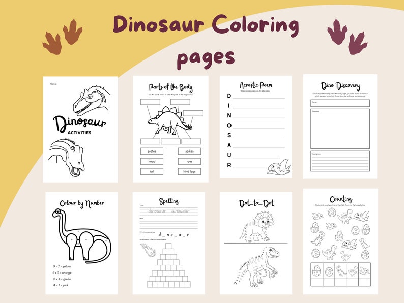Dinosaur Coloring Pages | Dinosaur Activity Book | Dinosaur Printable ...