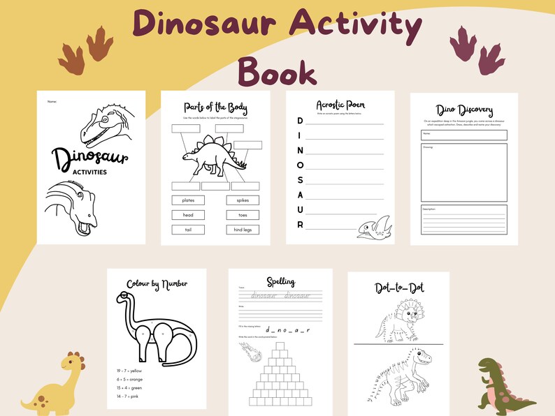 Dinosaur Coloring Pages | Dinosaur Activity Book | Dinosaur Printable ...