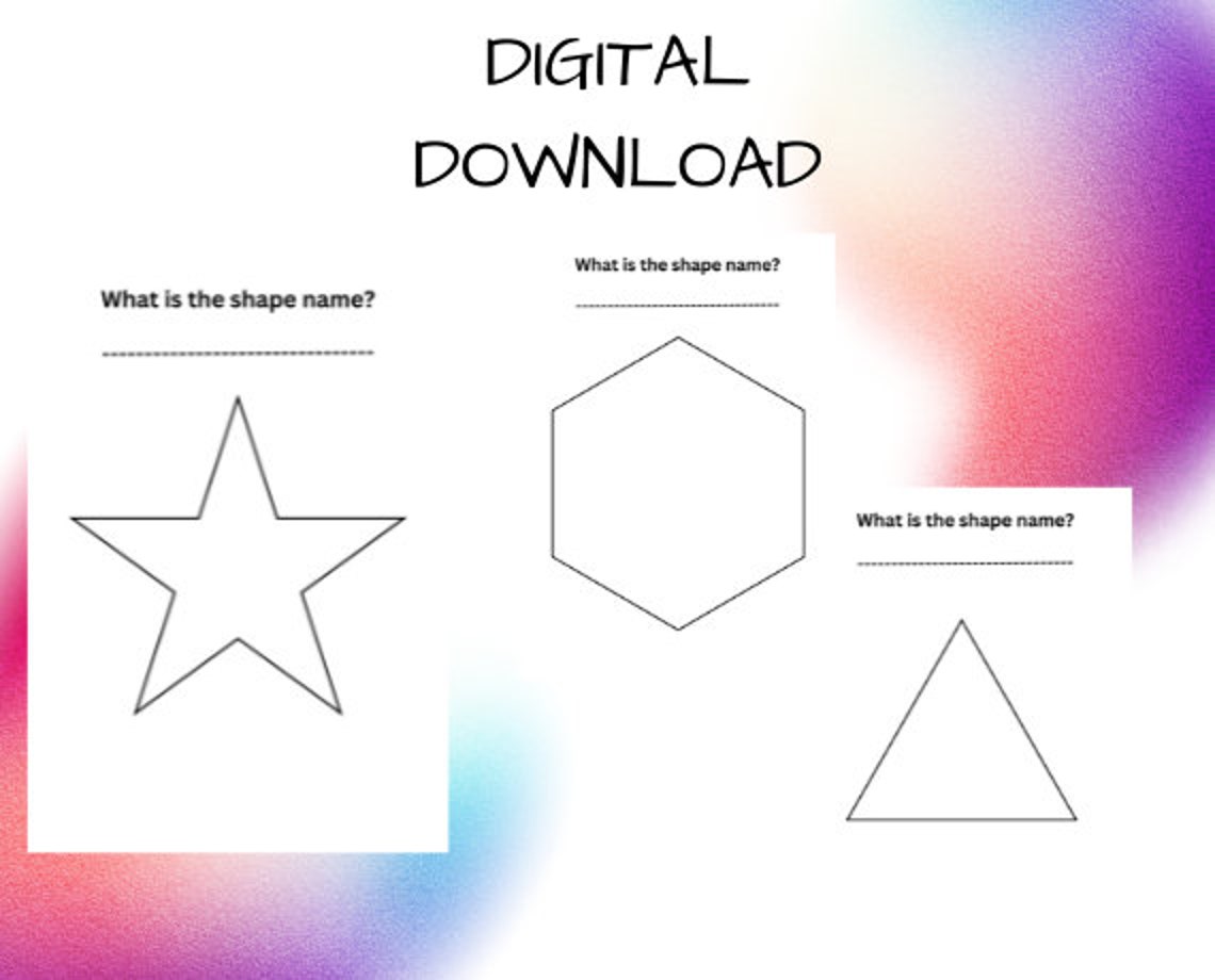 9 Shapes Coloring Page Printable Coloring Pages Worksheet - Etsy
