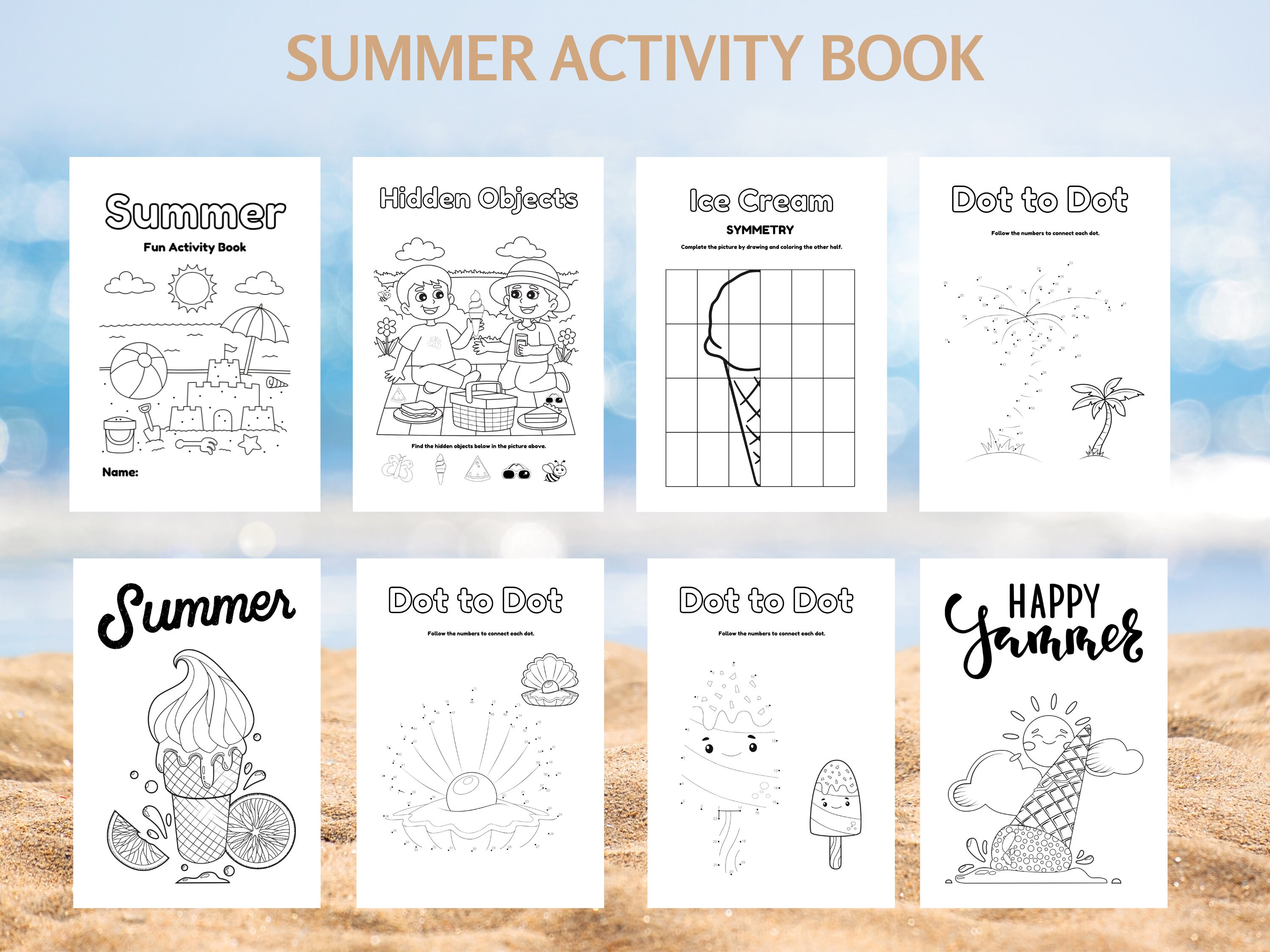 Summer Activity Book 15 Summer Activity Pages Summer Activity Book ...