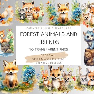 Forest Animals Clipart Watercolor, Baby Deer, Commercial Use, Nursery ...