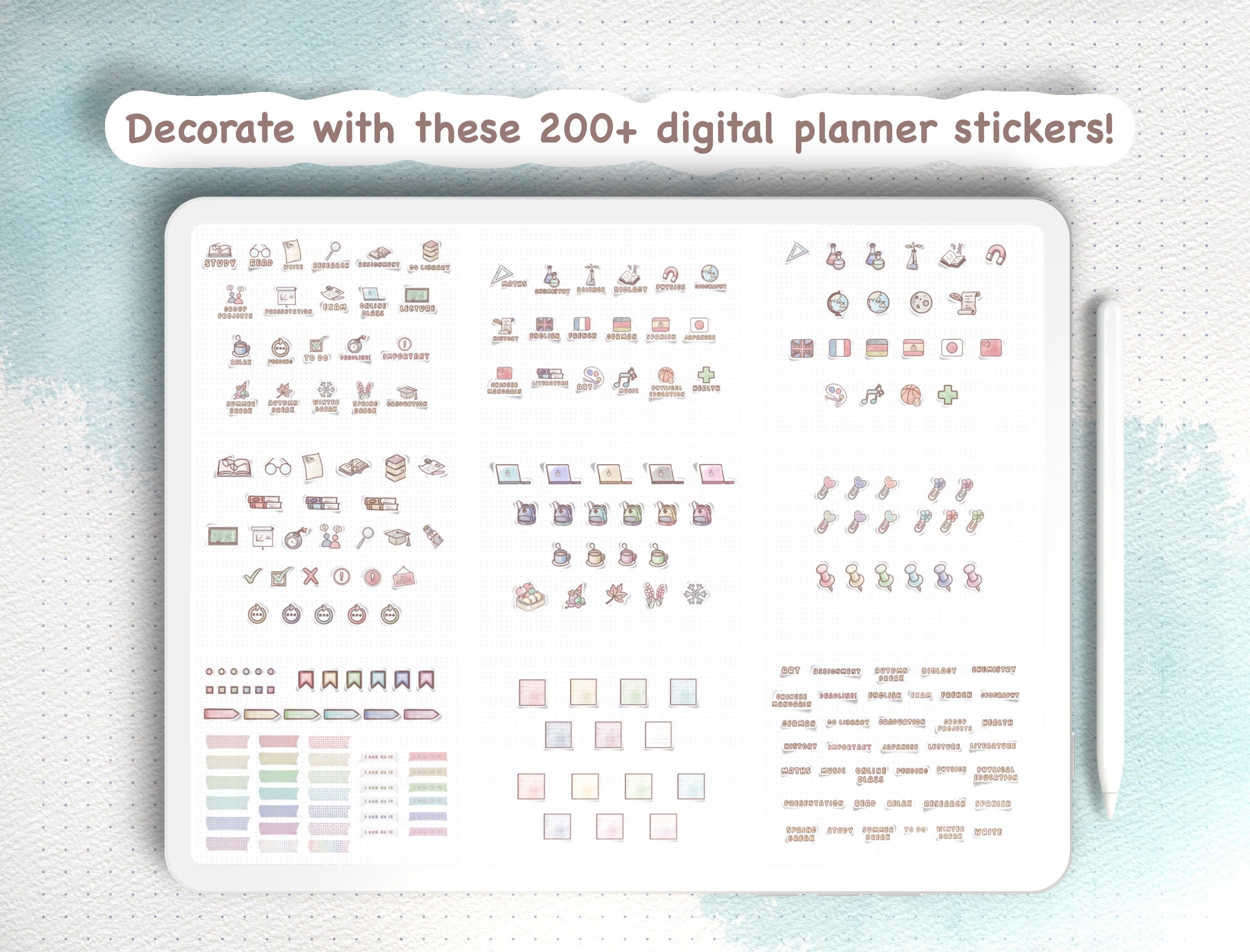 Back to School Digital Stickers | Student Stickers for Goodnotes and ...