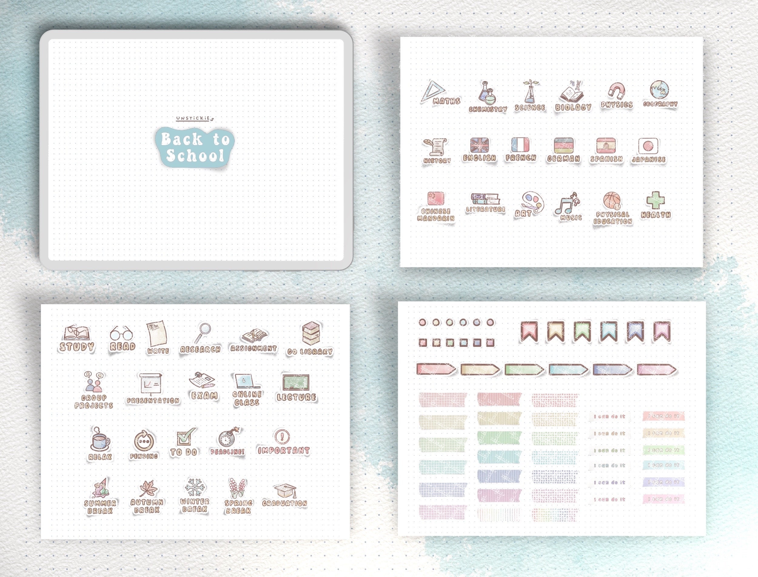 Back to School Digital Stickers | Student Stickers for Goodnotes and ...