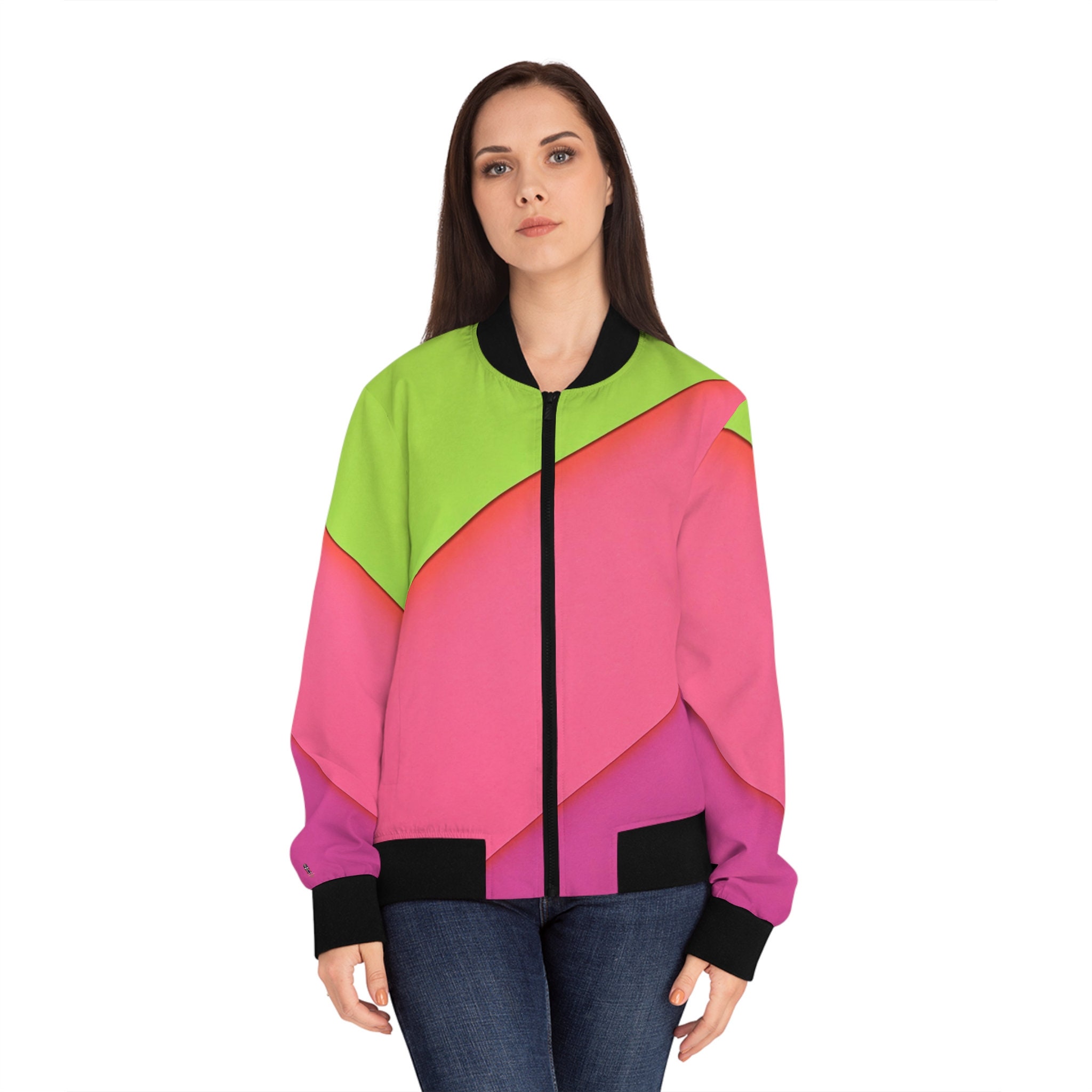 Retro 90s Style Pink and Green Retro Bomber Jacket Womens (AOP) - Etsy