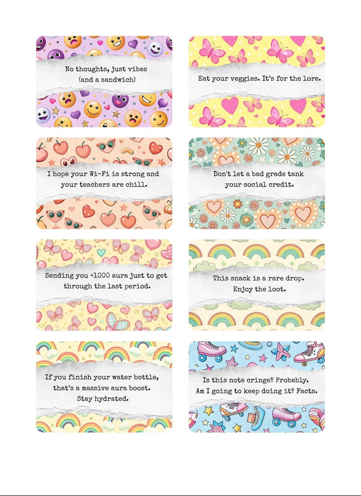 Y2K Lunchbox Notes for Teens: 72 Affirmation Cards in Gen Z Slang - Etsy