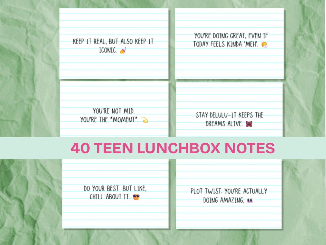 Lunchbox Notes for Teens: 40 Funny Affirmation Cards in Gen Z Slang - Etsy