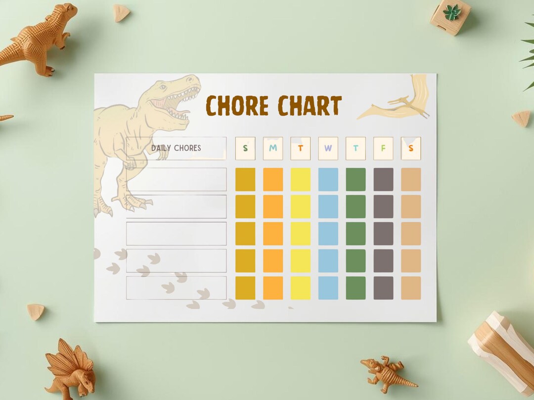 Dinosaur Chore Chart for Kids: Printable Visual Schedule (digital ...