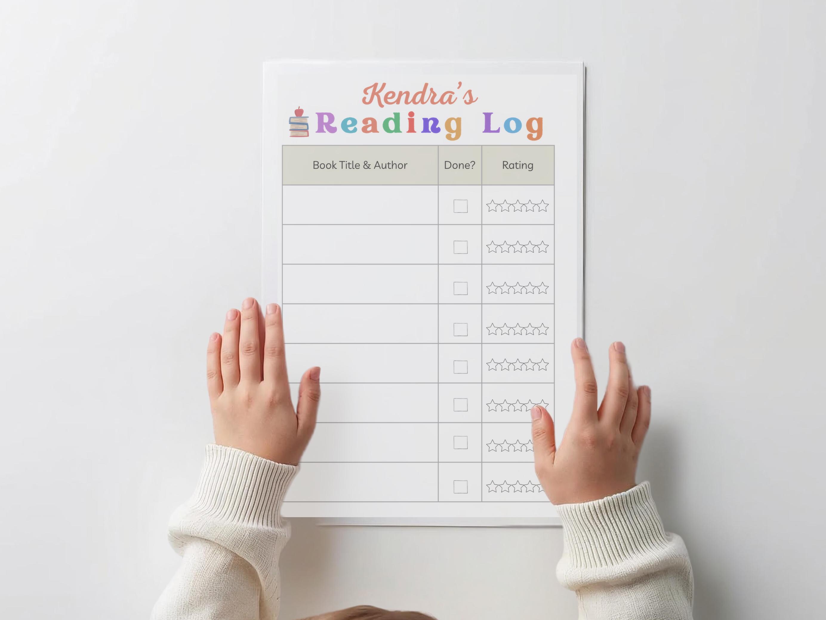Editable Reading Log for Grade Schoolers: Canva Template Digital ...