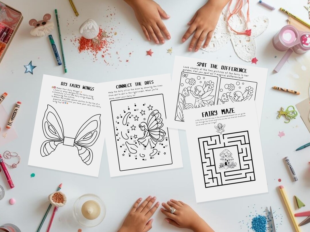 Fairy Activity Sheets: Maze, Connect the Dots, Fairy Wings DIY, and ...