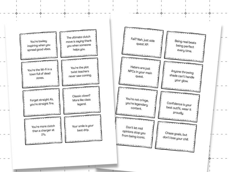 Lunchbox Notes for Gen Z, Teen Affirmation Cards - Etsy