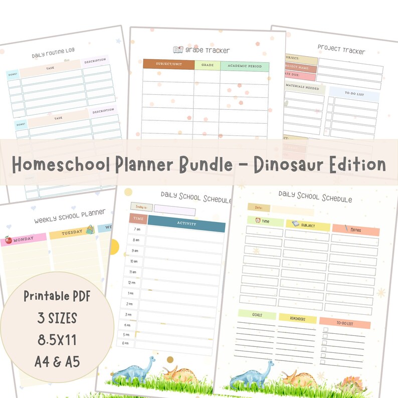 Dinosaur Homeschool Planner: Printable School Schedule (digital ...