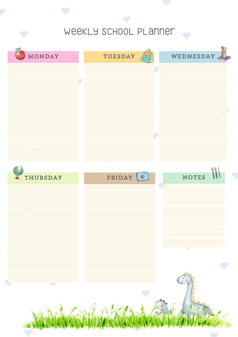 Dinosaur Homeschool Planner: Printable School Schedule (digital ...