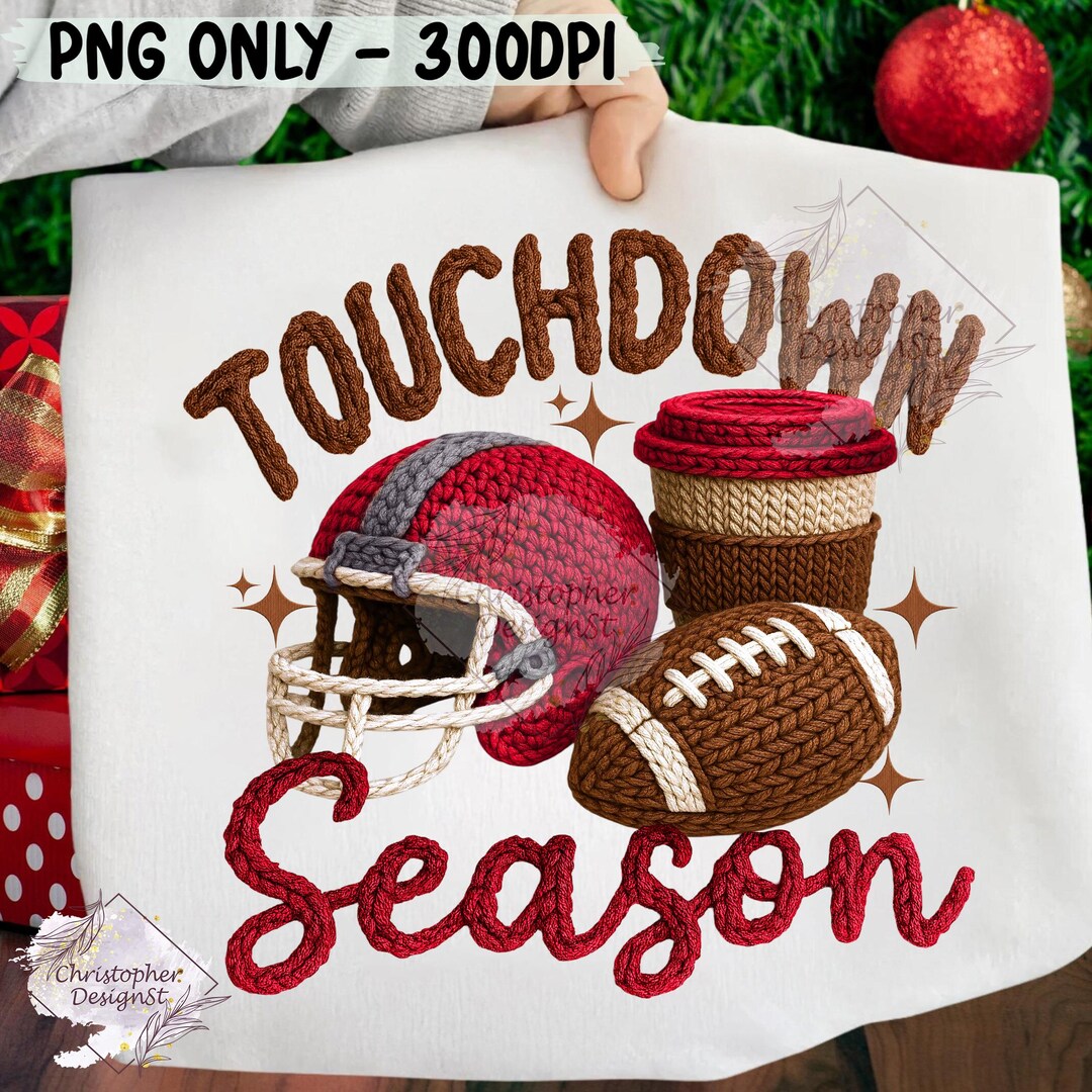 Latch Hook Yarn Faux Football Christmas Png, Game Day Football Png ...