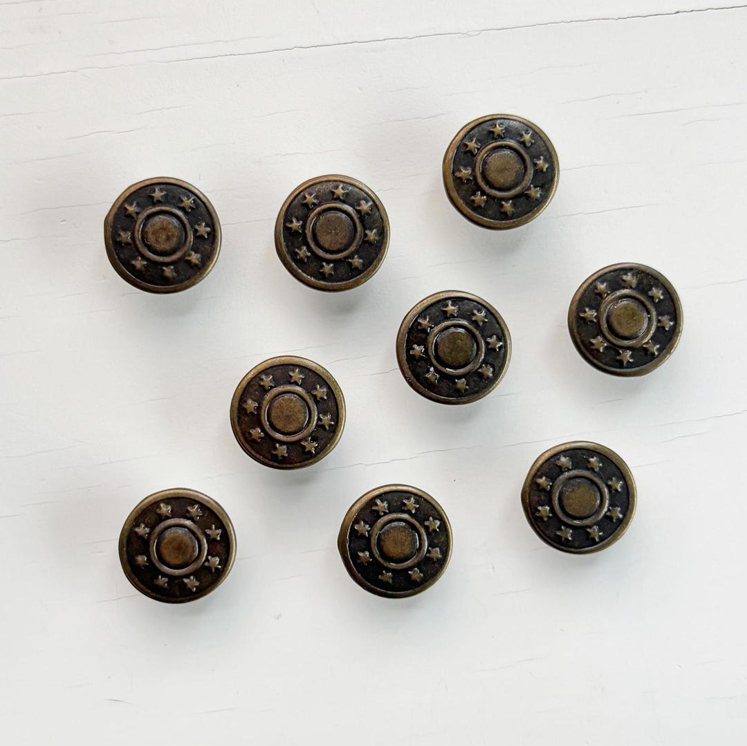 Antique Bronze Star Pattern Metal Jean Button With Nails – Perfect for ...