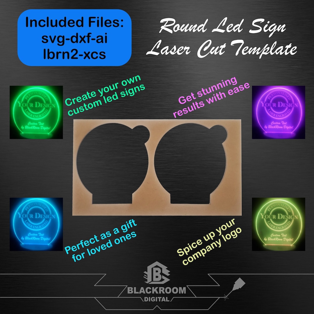 LED Night Light Laser Template | DIY Laser Cut 120mm Round LED Lighted ...