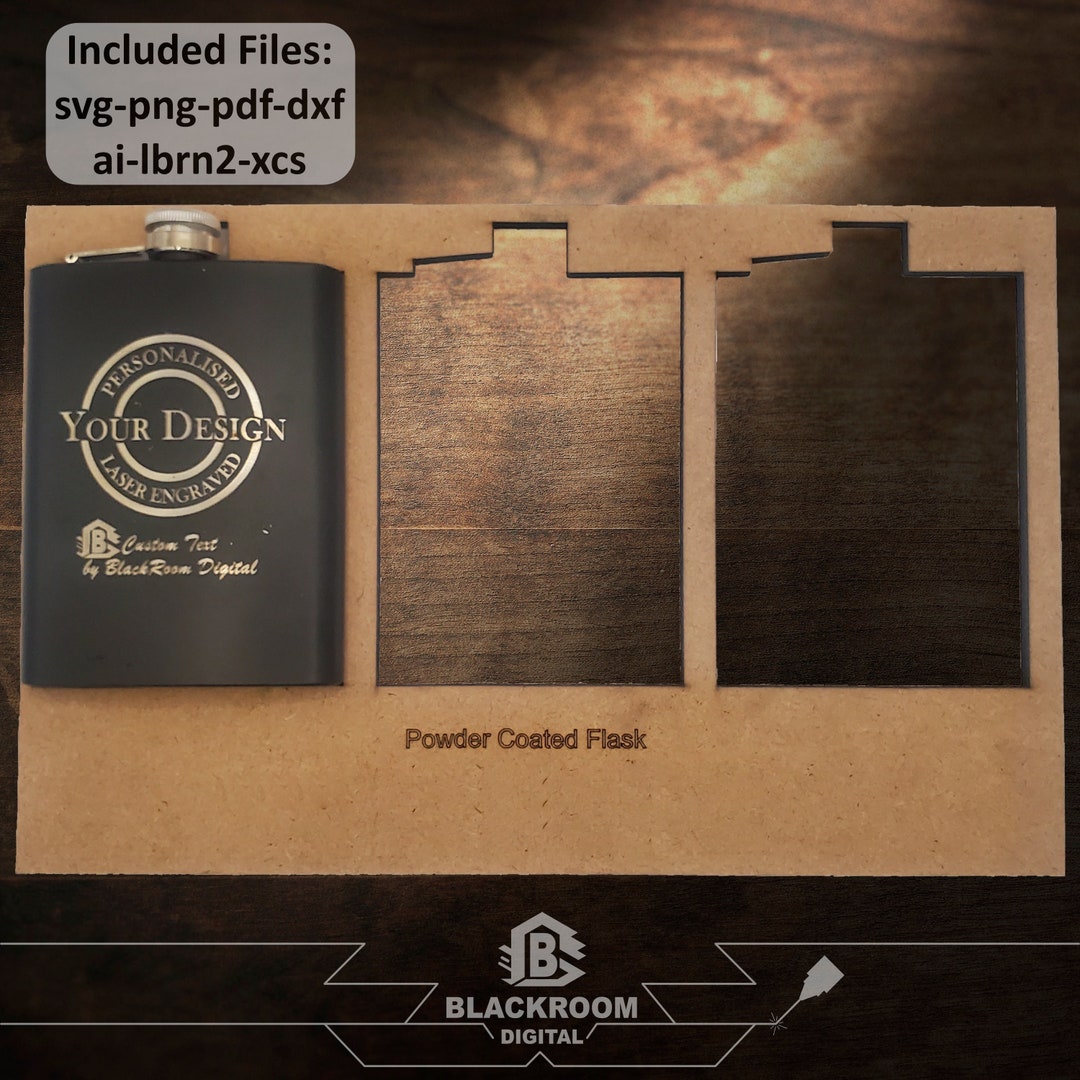 8oz Flask Laser Template | Powder Coated Flask Jig DIY | Lightburn, Xcs ...