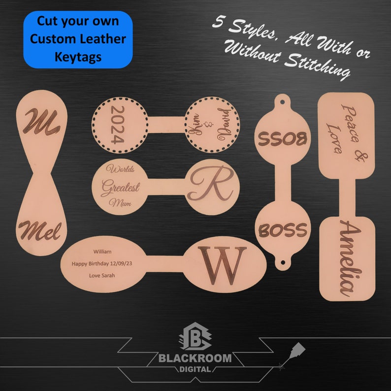 Leather Keyring Laser Templates | DIY Custom Key Tag Laser Cut Set ...