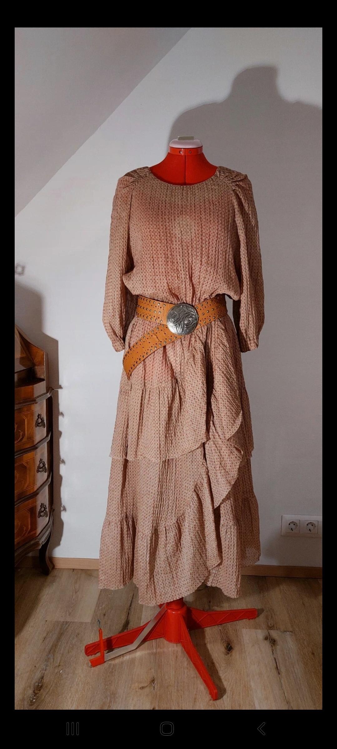 Handmade Boho Tiered Dress – Lightweight Natural Fabric, Red Diamond ...