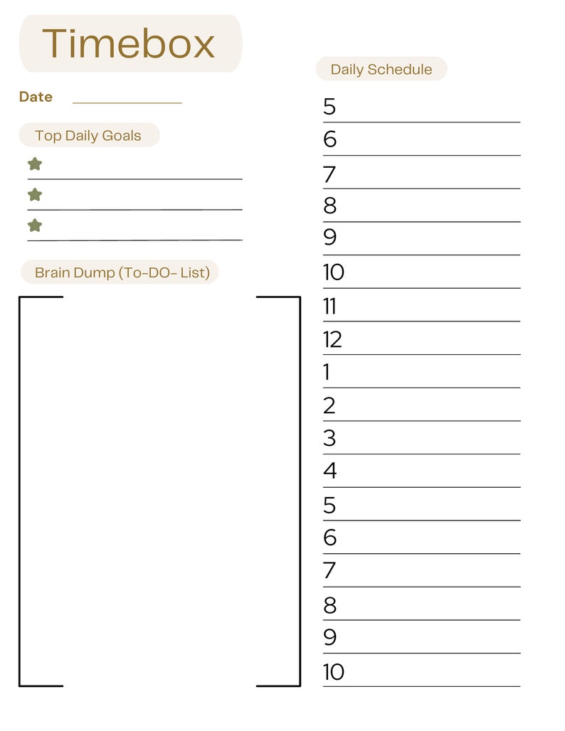 Time Management Template Timeboxing Printable PDF Digital Daily Planner ...