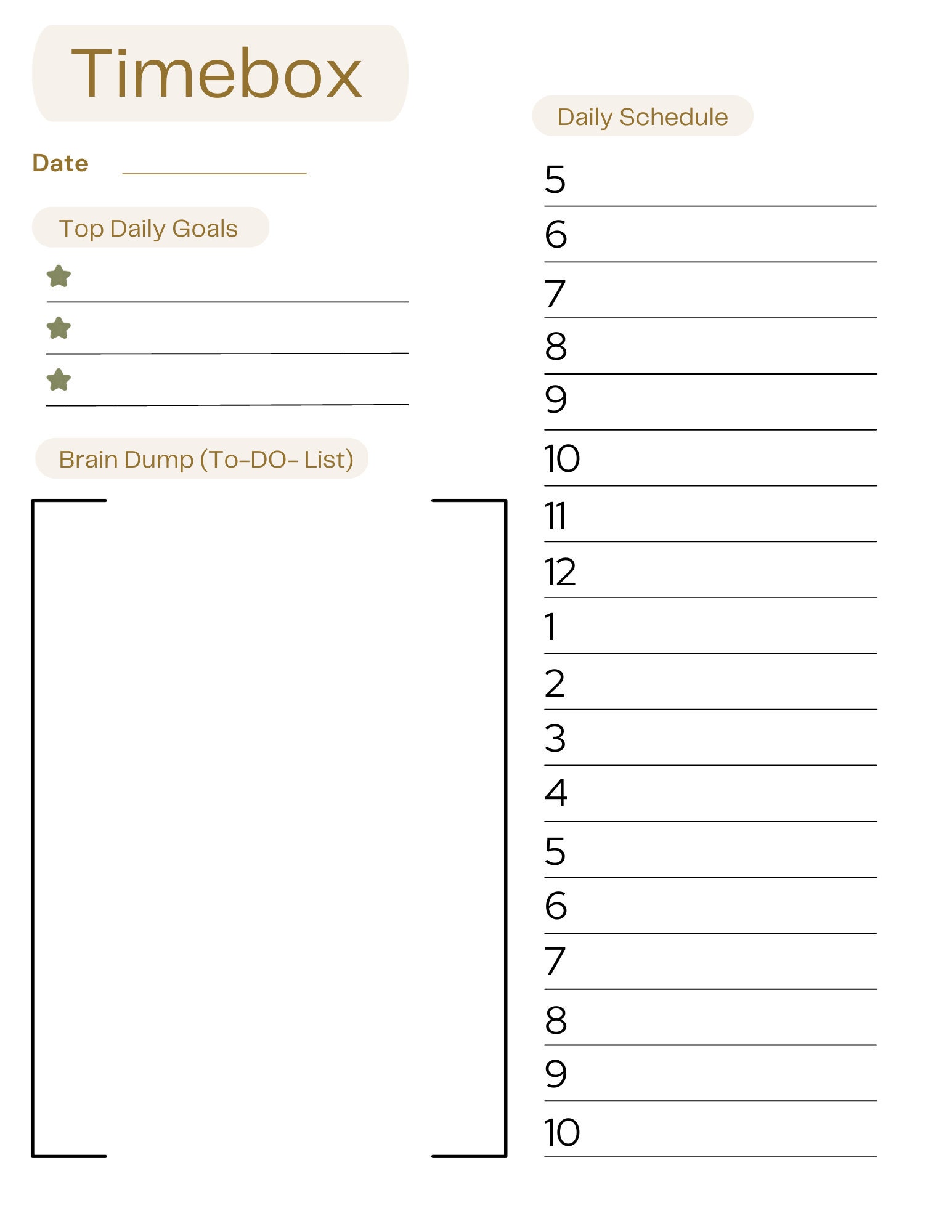 Time Management Template Timeboxing Printable PDF Digital Daily Planner ...