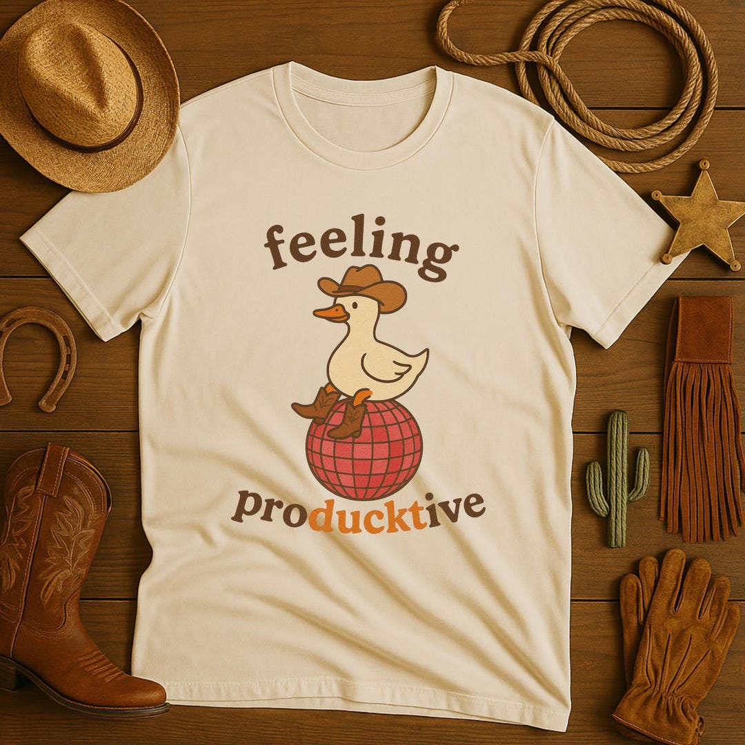 Feeling Producktive Cowboy Duck Retro Cottagecore Shirt, Funny Western ...