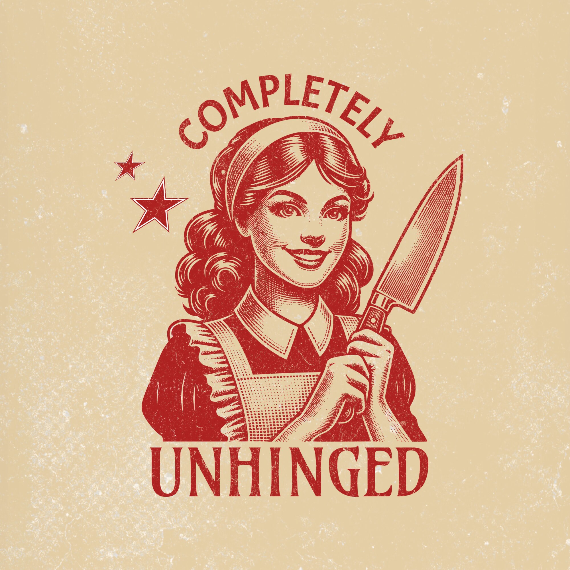 Stylish Completely Unhinged Png,retro Unhinged Girl Png,funny Vintage ...