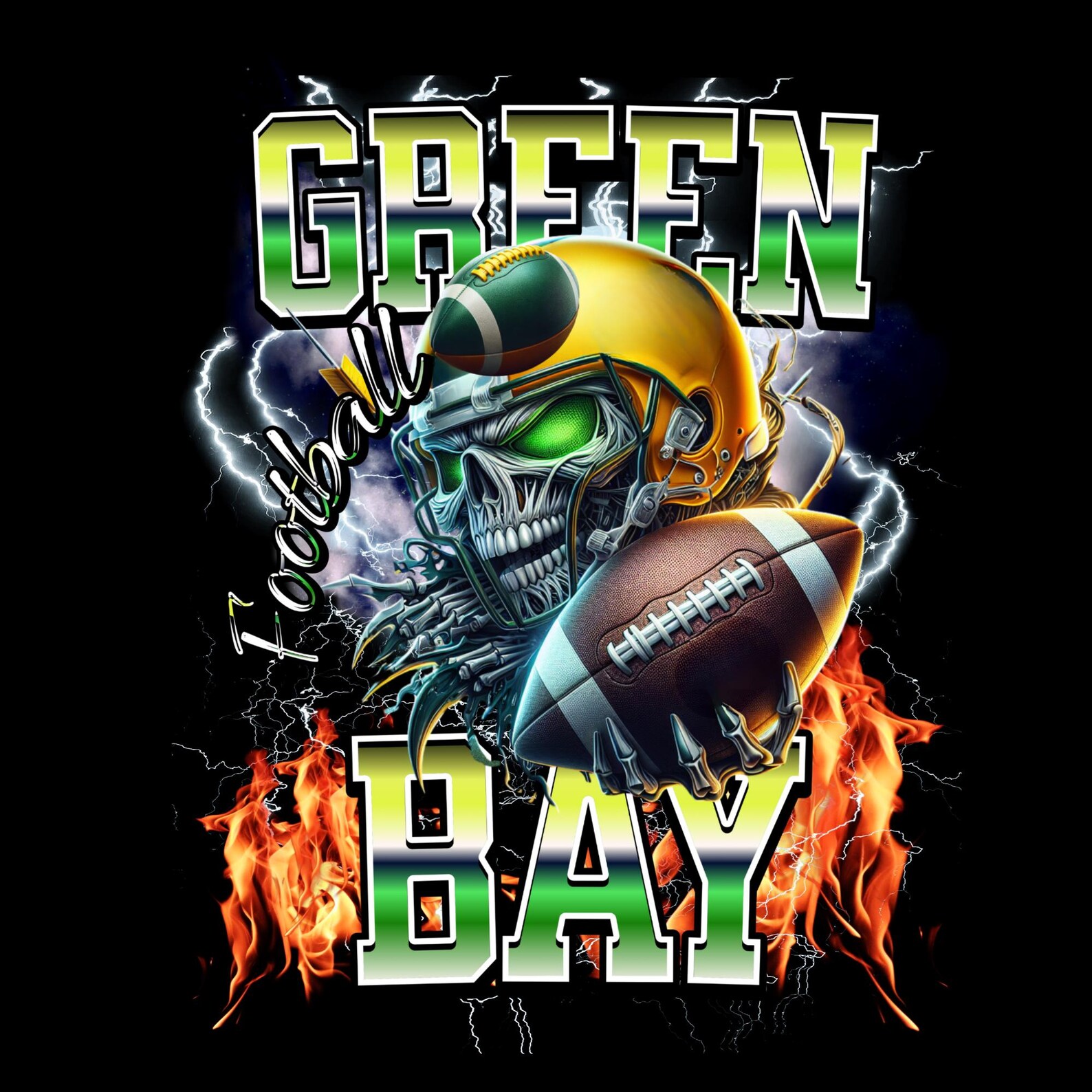 Green Bay Football Retro Clipart: PNG Download - Etsy