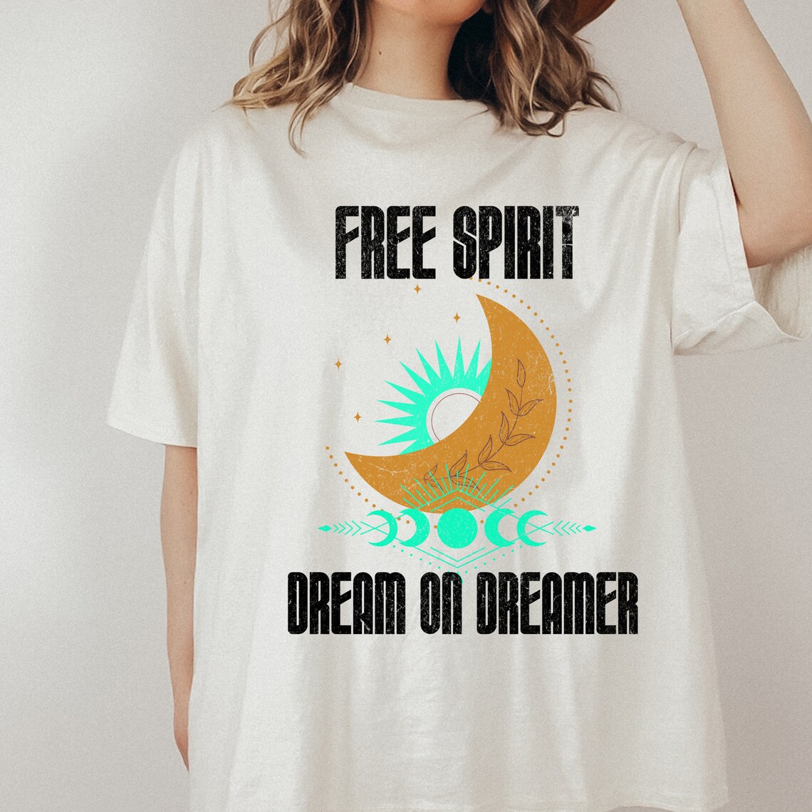 Stylish Free Spirit Png,boho Moon Phase Png,retro Png,groovy Png,hippie ...