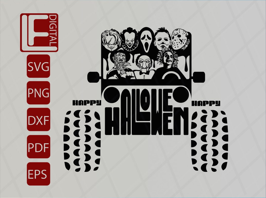 Horror Movie Characters Offroad Car Svg, Halloween Svg, Halloween Png ...
