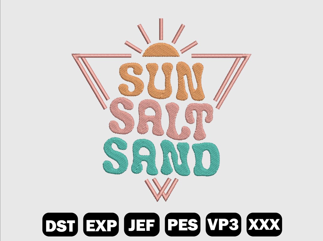 Sun Salt Sand Embroidery Design, Vacation Embroidery, Retro Summer ...