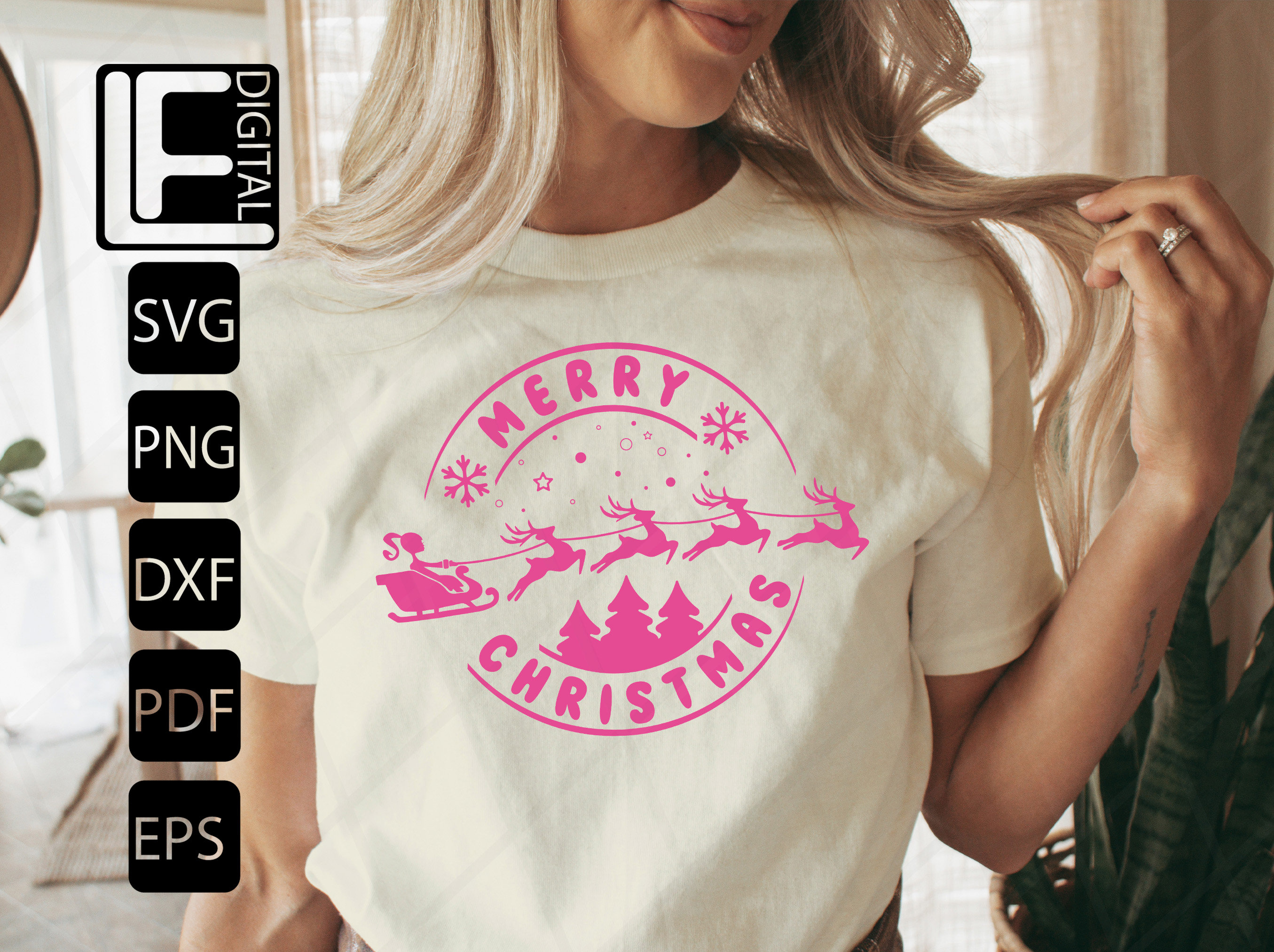 Christmas Svg, Merry Christmas Svg, Pink Christmas Design, Pink Santa ...