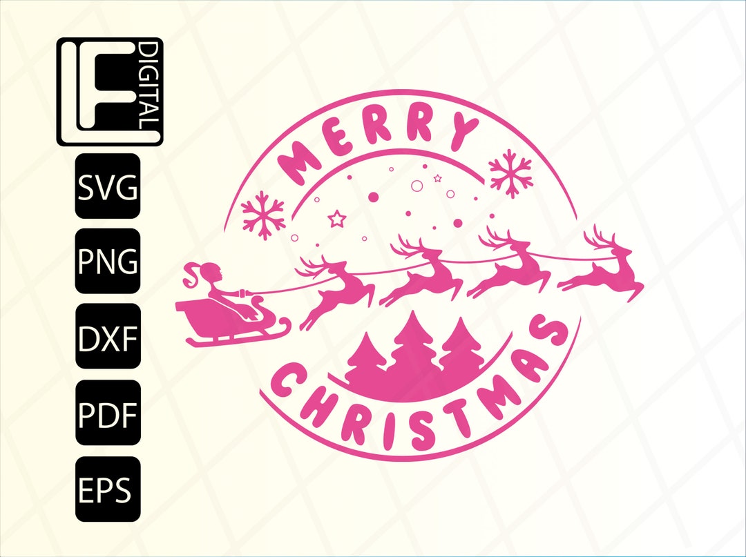 Christmas Svg, Merry Christmas Svg, Pink Christmas Design, Pink Santa ...