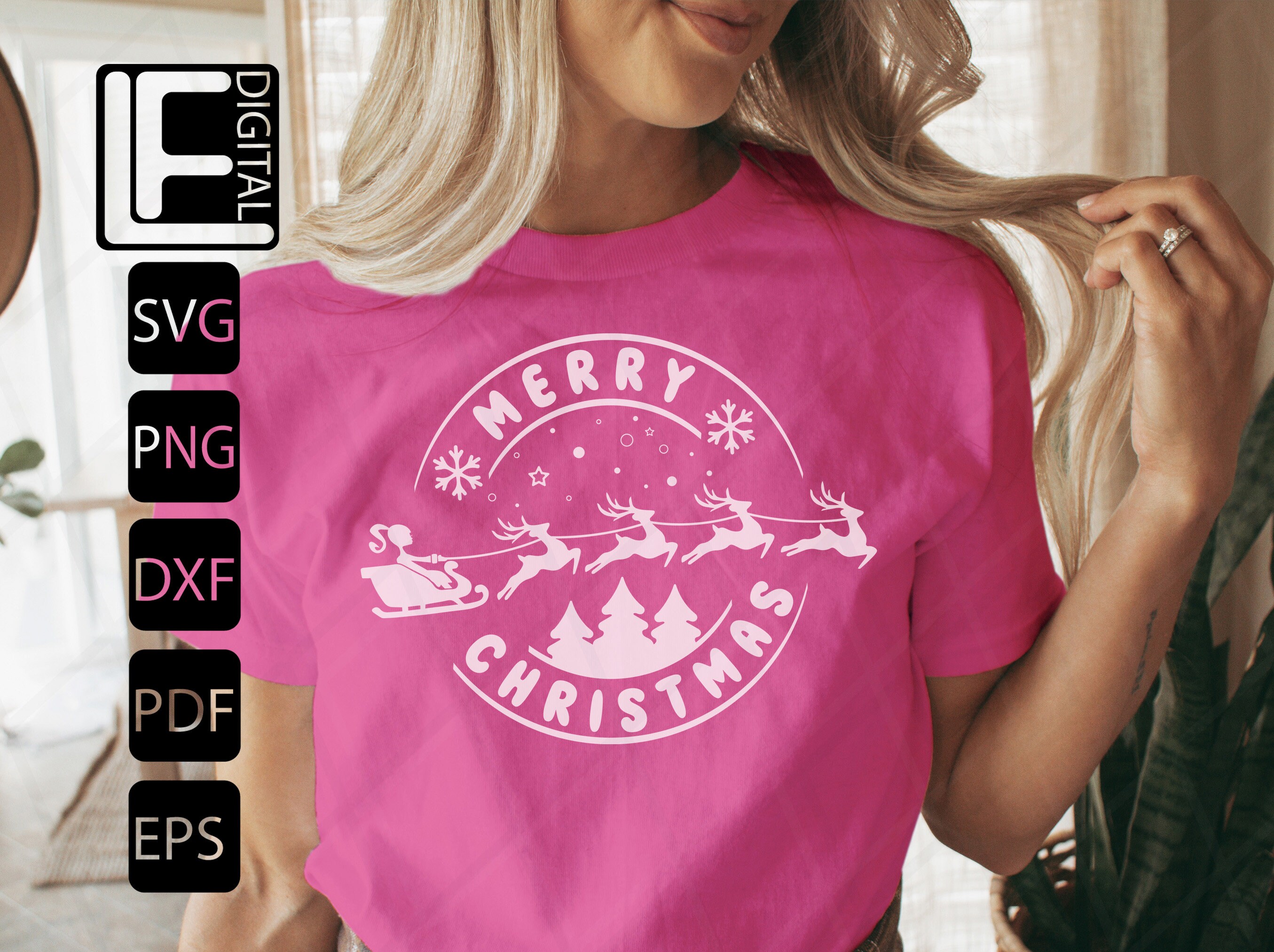 Christmas Svg, Merry Christmas Svg, Pink Christmas Design, Pink Santa ...