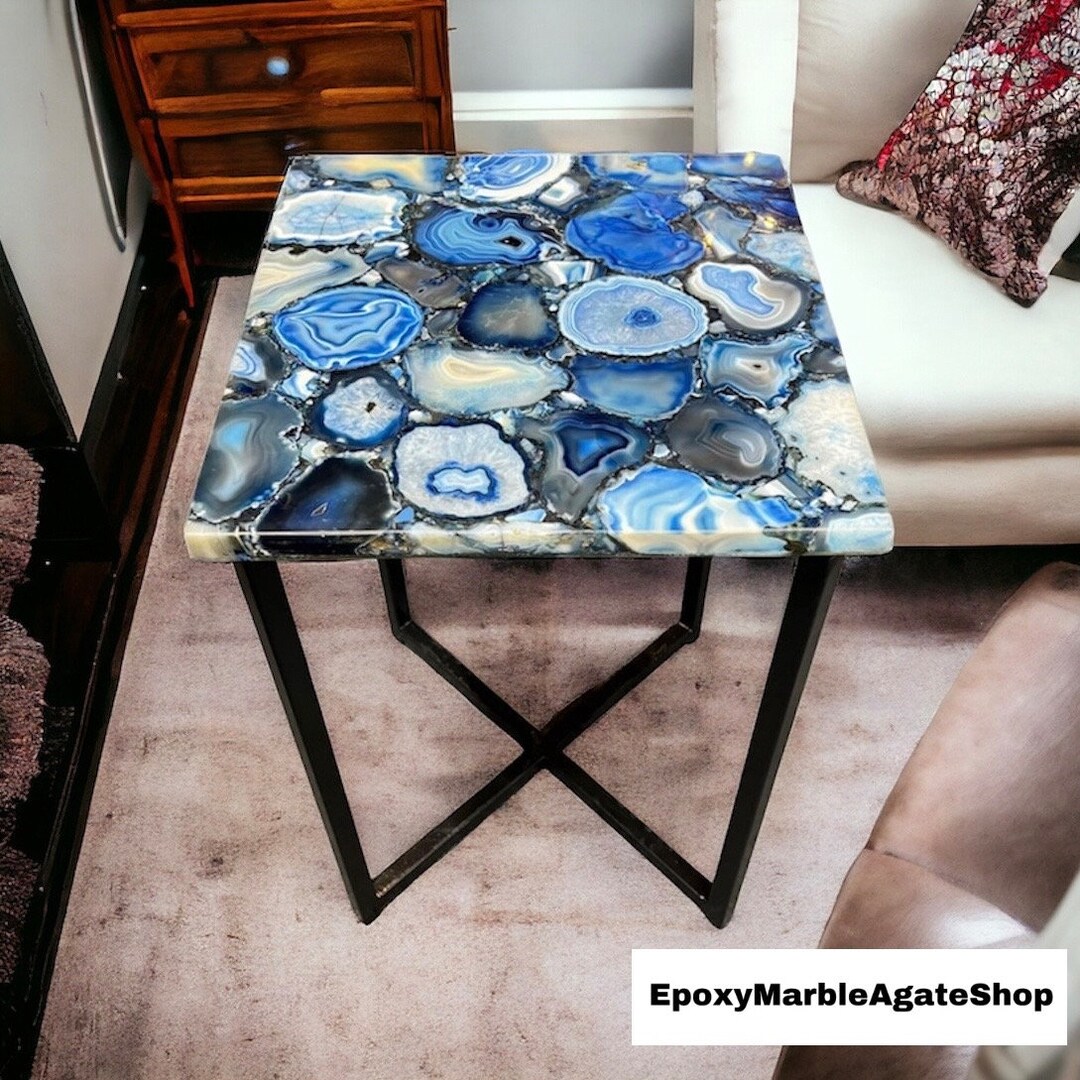 Blue Agate Dining Table, Console Table, Side Table, End Table ...