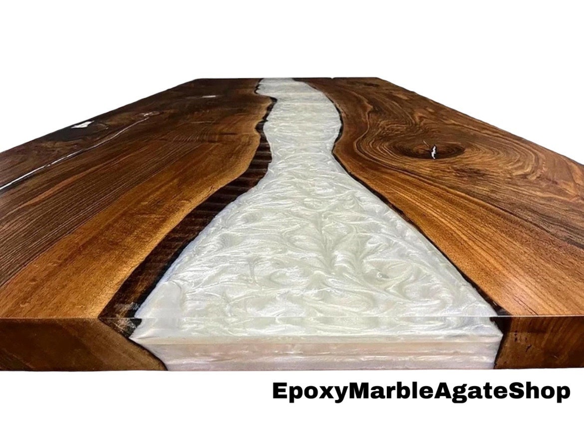 White Epoxy,resin Table,large Epoxy Table Top, Clear Resin Epoxy Table ...