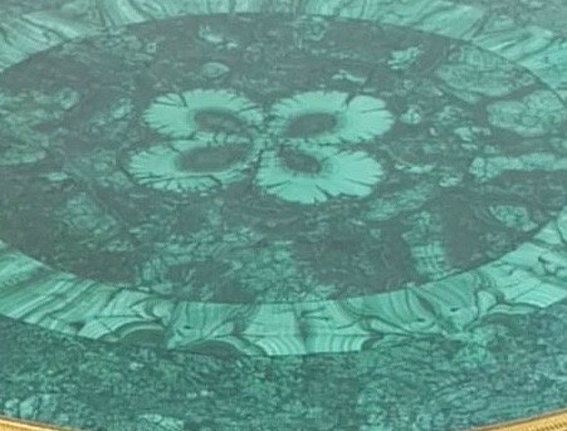 Green Marble Round Coffee Dining Table Top Malachite Random Inlay Stone ...